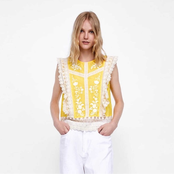Zara | Tops | Zara Embroidered Lace Floral Blouse | Poshmark